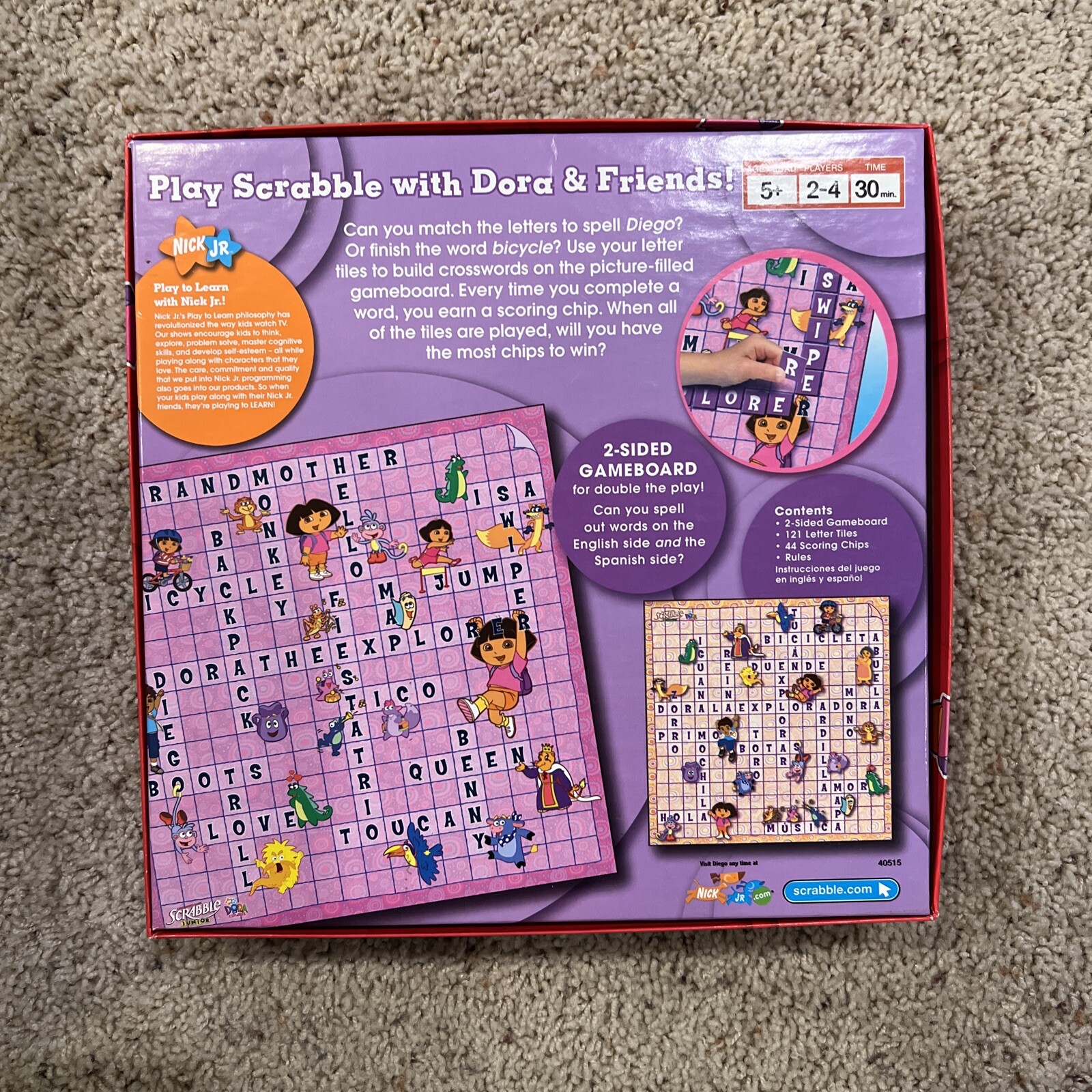 Dora The Explorer Scrabble Junior Crossword Game - English Spanish 100 ...