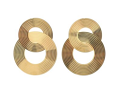 Vintage 14K Yellow Gold Circle Dangle Earrings by Peter Brams Design ...