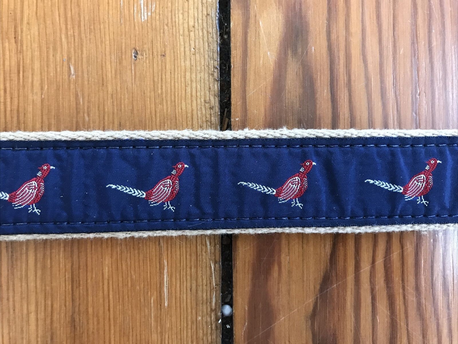 Vintage 80s New England Preppy Navy Pheasant Fabric B… - Gem
