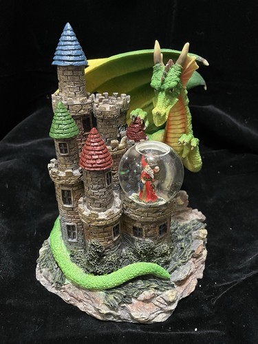 herco gift professional figurine Dragon, Castle, And Wizard Glass Ball ...