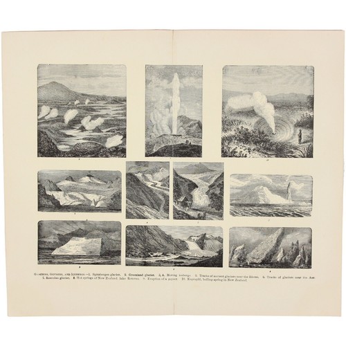 1891 ICEBERGS GEYSERS GLACIERS HOT SPRINGS ERUPTION BOILING VICTORIAN ...
