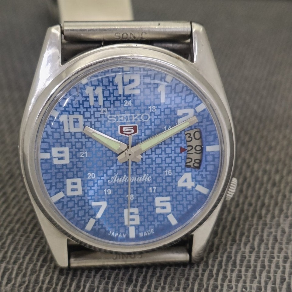 AUTOMATIC VINTAGE SEIKO 5 JAPAN 6309A MENS BLUE COLOR DIAL WATCH a2139 ...