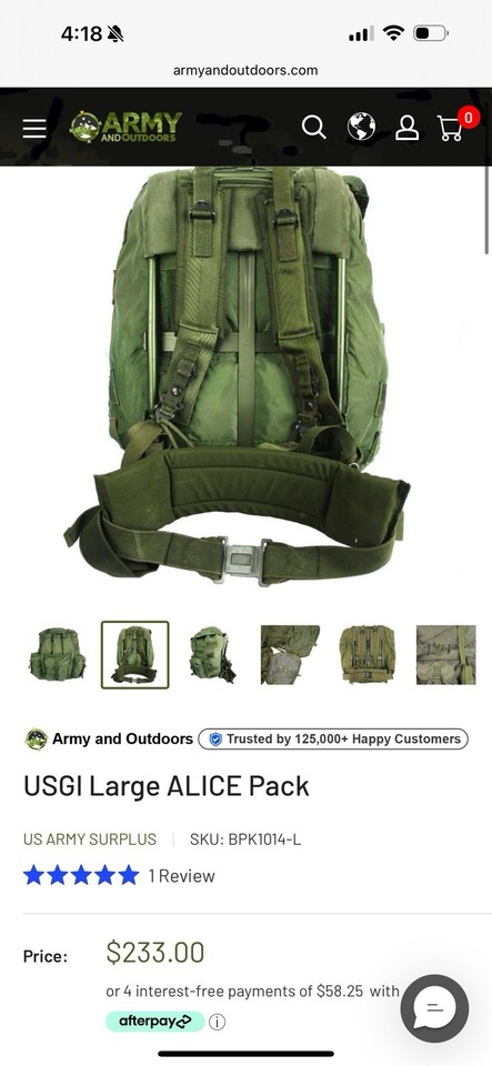 USGI Medium ALICE Rucksack OD Green Military Issue NOT USED!! | eBay