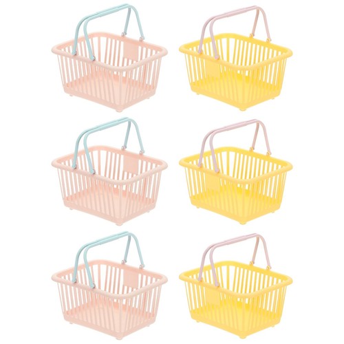 6PCS Mini Shopping Baskets with Handles Small Tiny Baskets, Pink Yellow ...