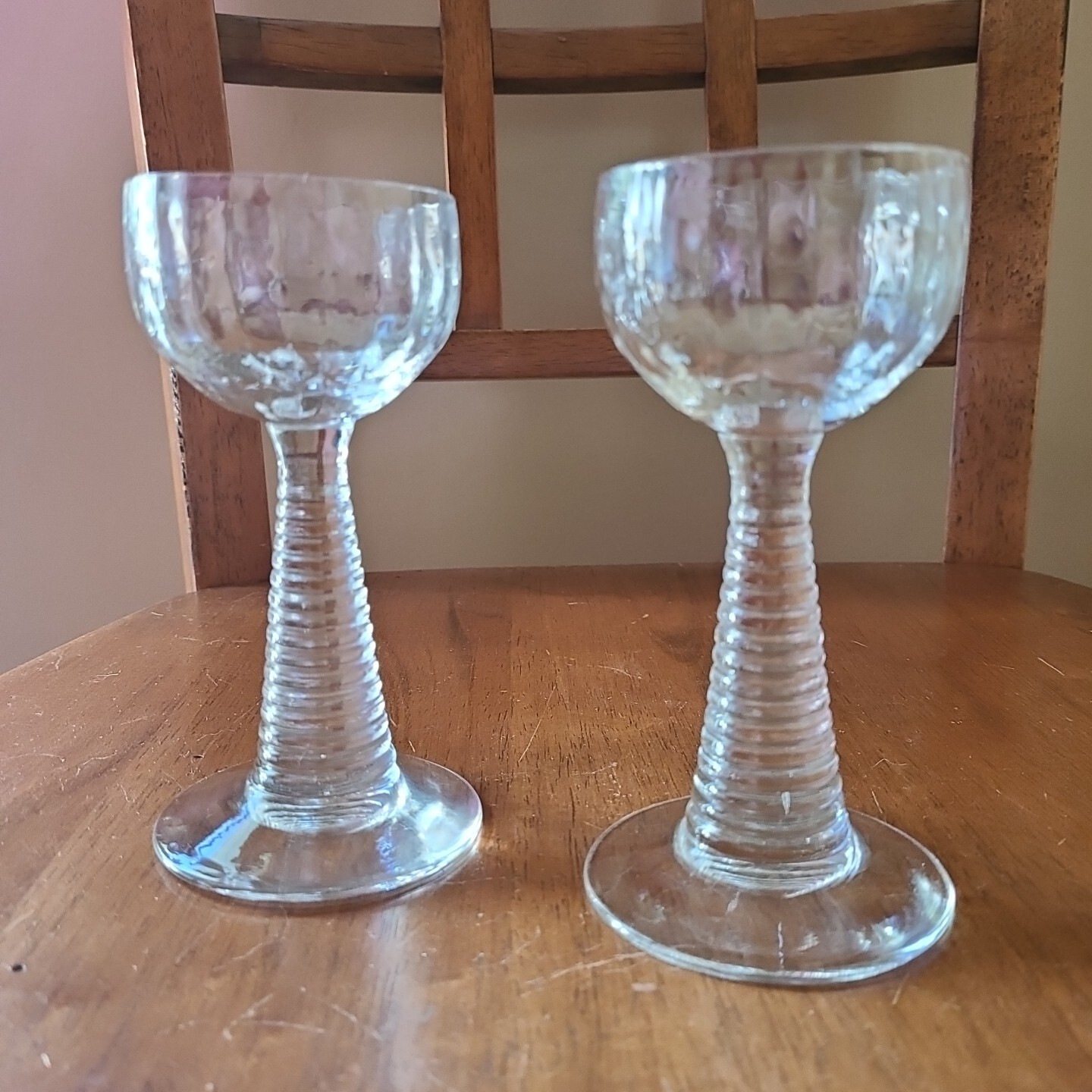 Bryce Glass Ringmont Clear Glass Wine Block Optic PAIR 5 1/4" | eBay