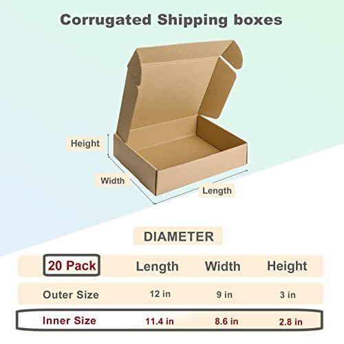 MEBRUDY 12x9x3 Inches Shipping Boxes Pack of 20 Small Corrugated ...