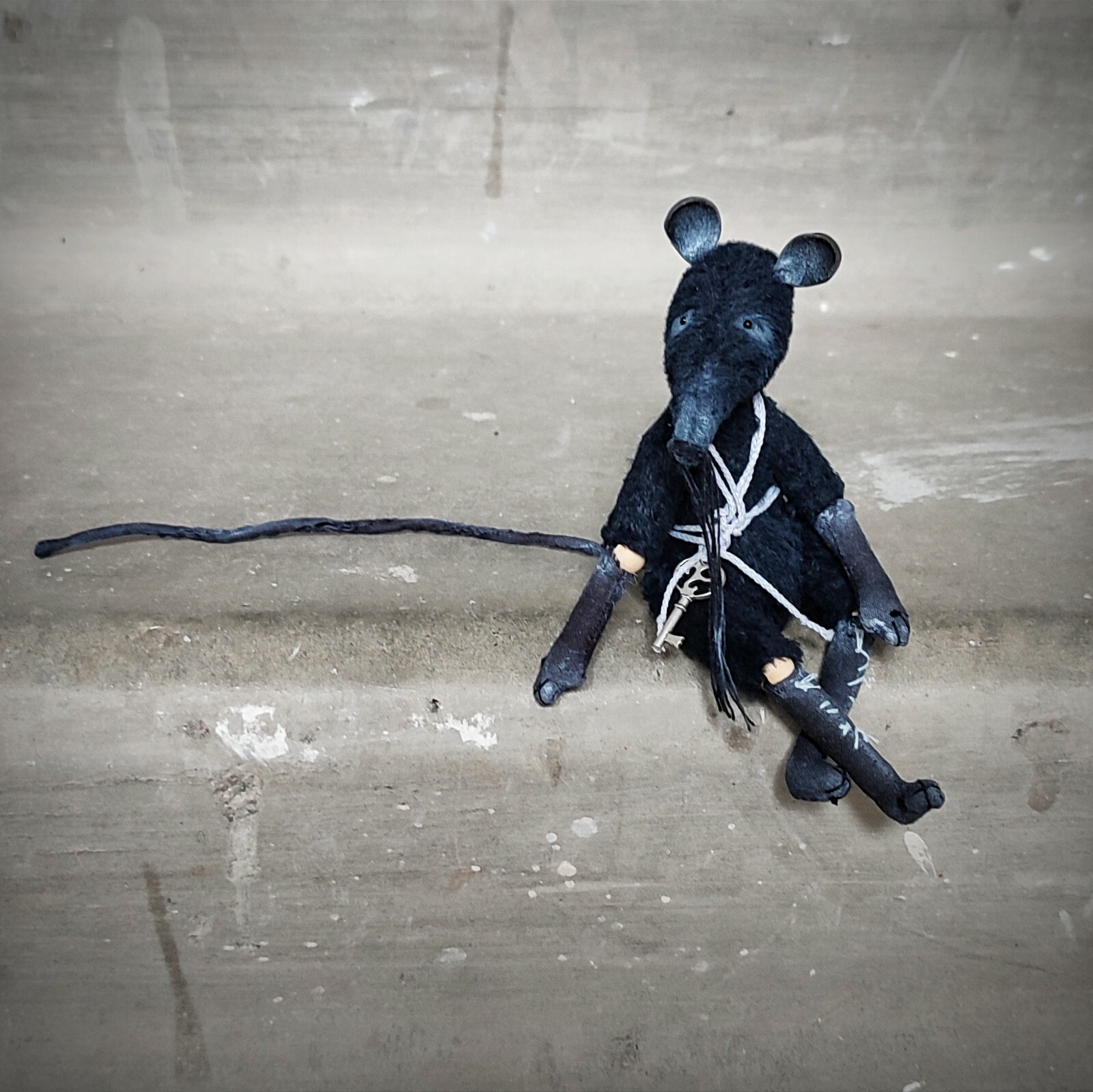 Creepy rat. Black creepy doll rat. Gothic rat figurine. Rat toy ...