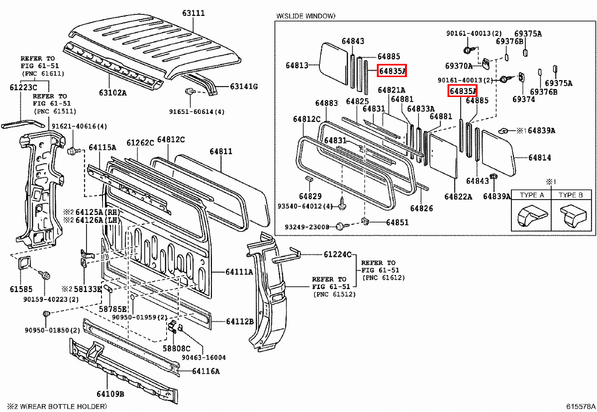 Genuine Toyota LandCruiser HJ75 HDJ79 Back Window Glass Center ...