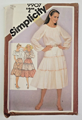 80s Simplicity Sewing Pattern 9907 Misses Pullover Blouse & Tiered ...