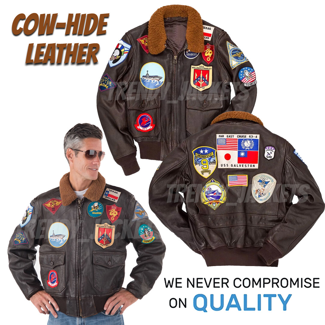 Buy Top Gun Jacket - G1 Bomber Tom Cruise Flying Flight Cowhide Brown ...