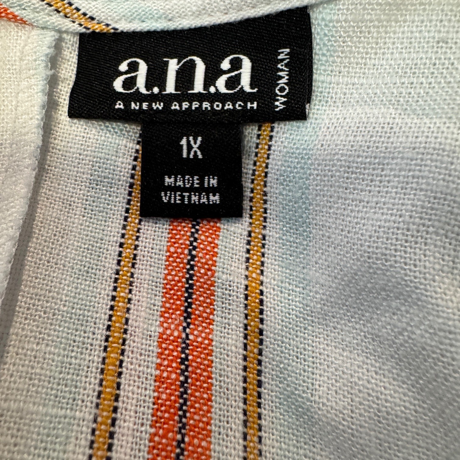NEW a.n.a. Linen Blend Shirt Womens 1X Striped Tie Front Beach Coastal ...
