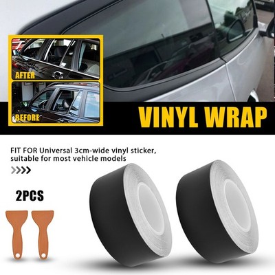 2x Matte Black 10M*3CM Vinyl Car Auto Wrap Sticker De-Chroming 394*1IN ...