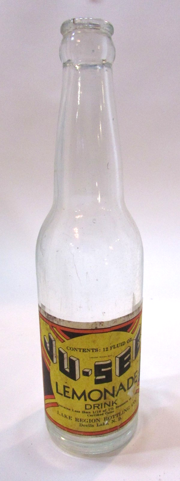 Vintage Devils Lake ND Region Bottling JU-SEE Lemonade Soda Bottle w ...