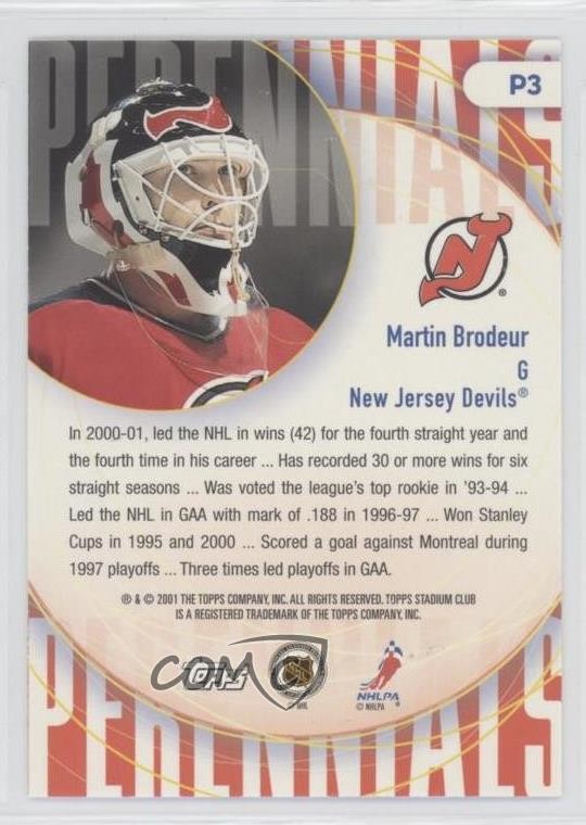 2001-02 Topps Stadium Club Perennials Martin Brodeur #P3 HOF | eBay