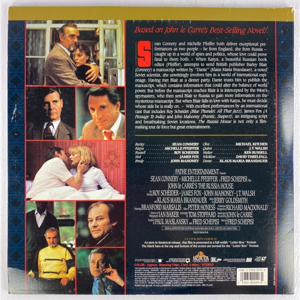 The Russia House Laserdisc Sean Connery Michelle Pfeiffer ML102229 1990 ...
