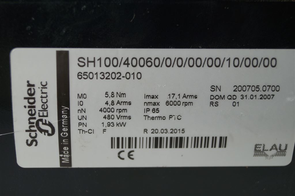 Schneider SH100/40060/0/0/00/00/10/00/00 Servomotor 65013202-010 sh 1 ...