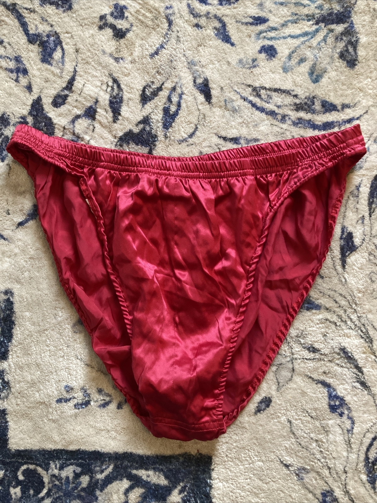 VTG 90s mens satin panty 100% Silk Lined Red Sissy Ed… - Gem