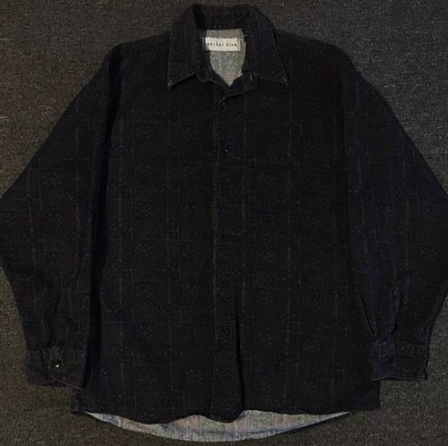 Vtg 90s Anchor Blue Abstract Art AOP Shirt M Grunge Vaporwave Surf ...