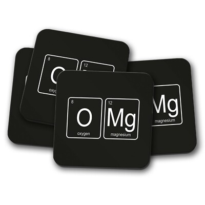 4 Set - Awesome Chemical Elements Coaster - Science Oxygen Magnesium ...