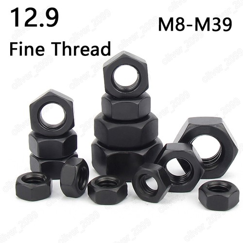 Fine Thread Black 12.9 Steel DIN934 Hexagon Nuts Hex Nuts M8 M10 M12 ...