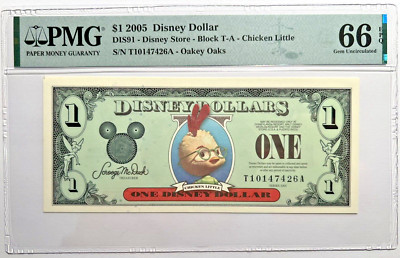 2005 $1 DISNEY DOLLAR CHICKEN LITTLE D Store T10147426A PMG 66 Gem ...