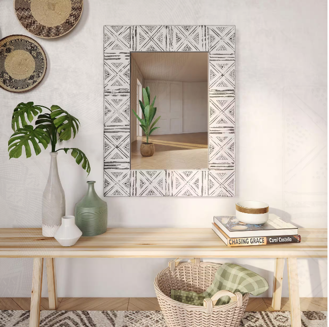 White Distressed Wall Mirrors Vintage Scalloped White Mirrors For Wall