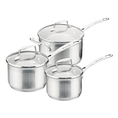 3 Piece Saucepan Set 16cm, 18cm & 20cm Pans SCANPAN Impact Steam Mixing ...