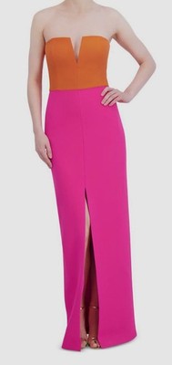 BCBGMAXAZRIA Women's Pink Color Blocked Strapless Gown Dress Size 8 | eBay