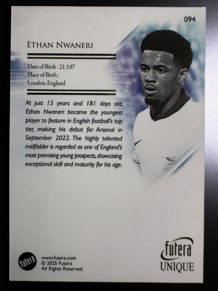 2025 Futera Unique Soccer Next Base - Ethan Nwaneri | eBay
