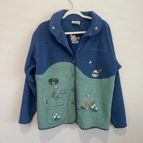 VTG Northern Reflections Large Cardigan Sweater Cat Lover Cottage ...