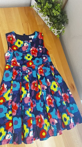 BHS Girls Sunday Dress Floral Colorful Layered Pleated Sz 8-9 Yrs ...