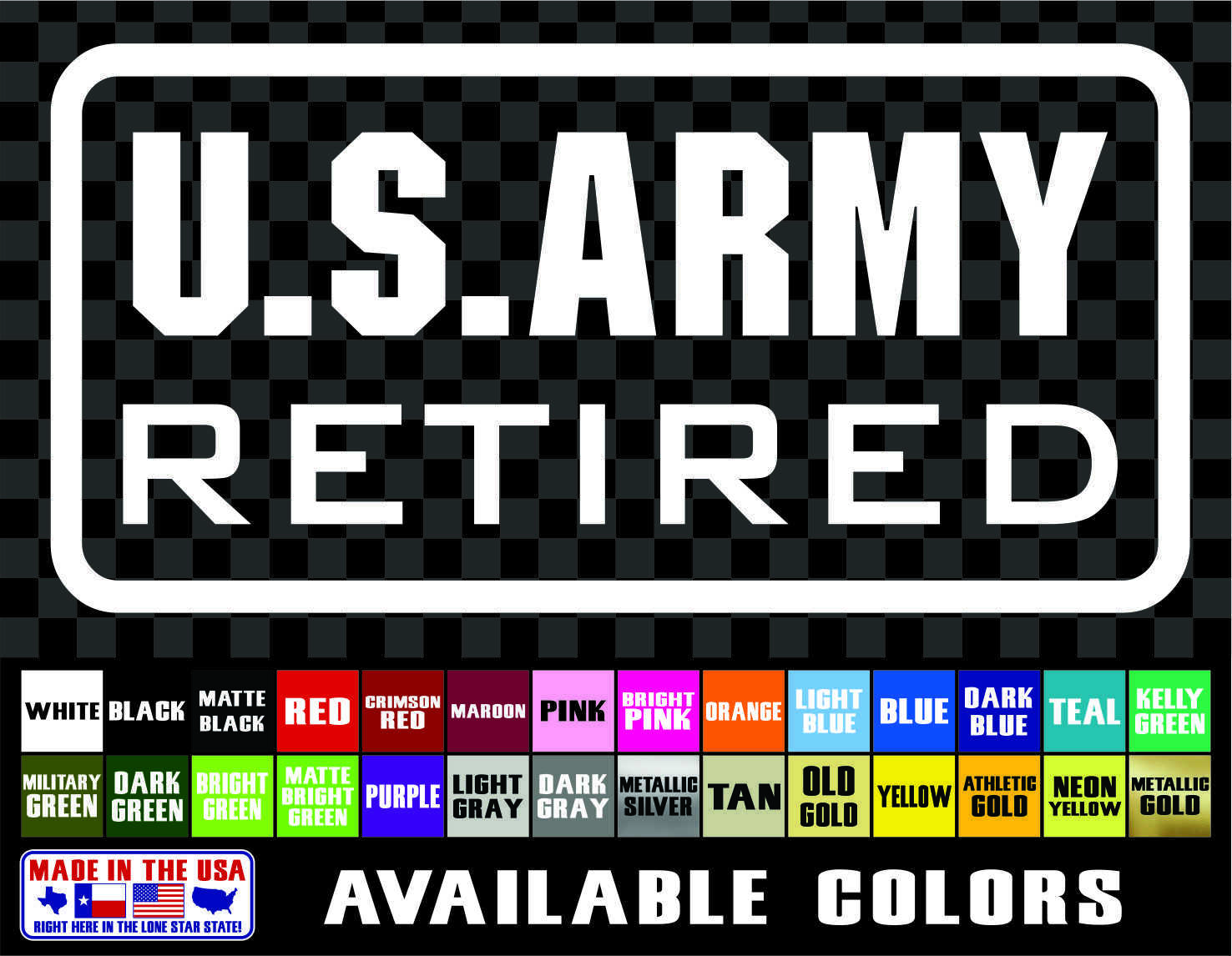 US ARMY Retired Sticker Military Veteran Window Vinyl Decal Car Truck ...