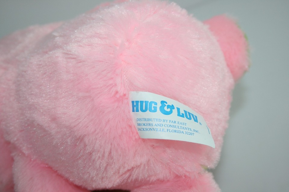 Hug & Luv Plush Pink Bunny Rabbit Green Corduroy Feet Sparkle Eyes 12 ...