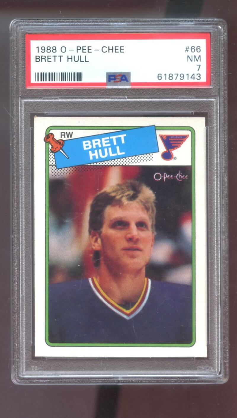 1988-89 O-Pee-Chee #66 Brett Hull Rookie RC OPC OPeeChee PSA 7 Graded ...