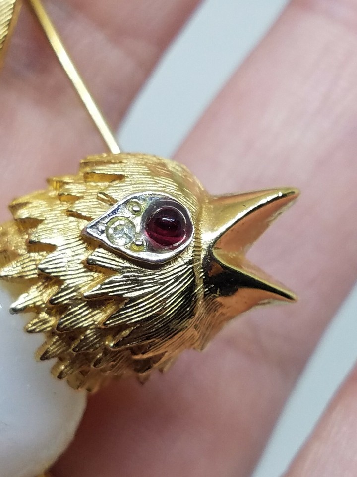 Vintage Marcel Boucher Bird Glass Belly Gold Tone Brooch Pin | eBay