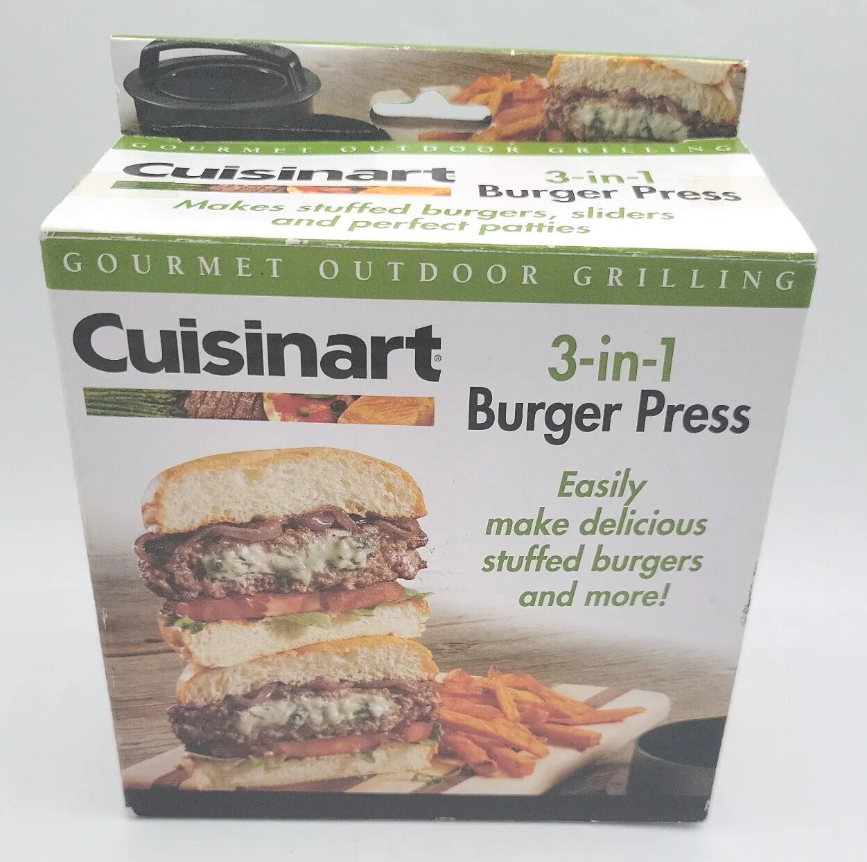 Cuisinart 3 in 1 Stuffed Burger Press Hamburger Patty Maker BBQ Grill ...