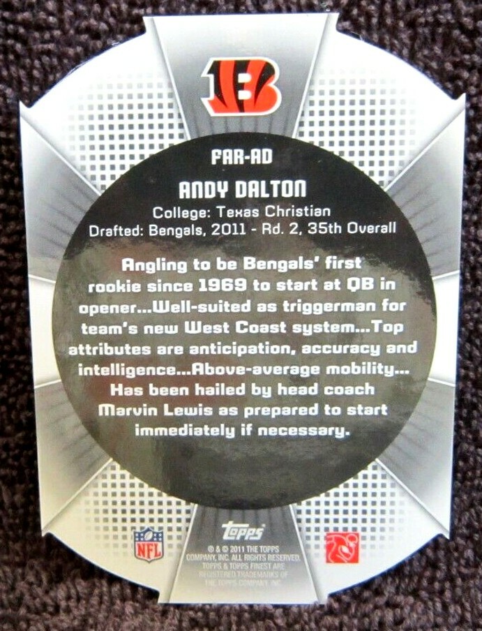 Andy Dalton 2011 Topps Finest Atomic REFRACTOR Die-Cut ROOKIE!Bengals ...