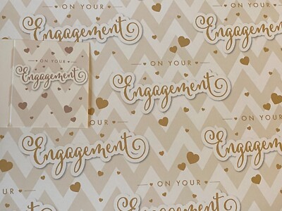 Zig Zag/Words Engagement Engaged Gift Wrapping Paper 2Sheets+1Tag ...