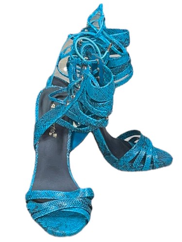 ShoeDazzle Women Blue/Black Gladiator Snake Print 5 ' Stiletto High ...