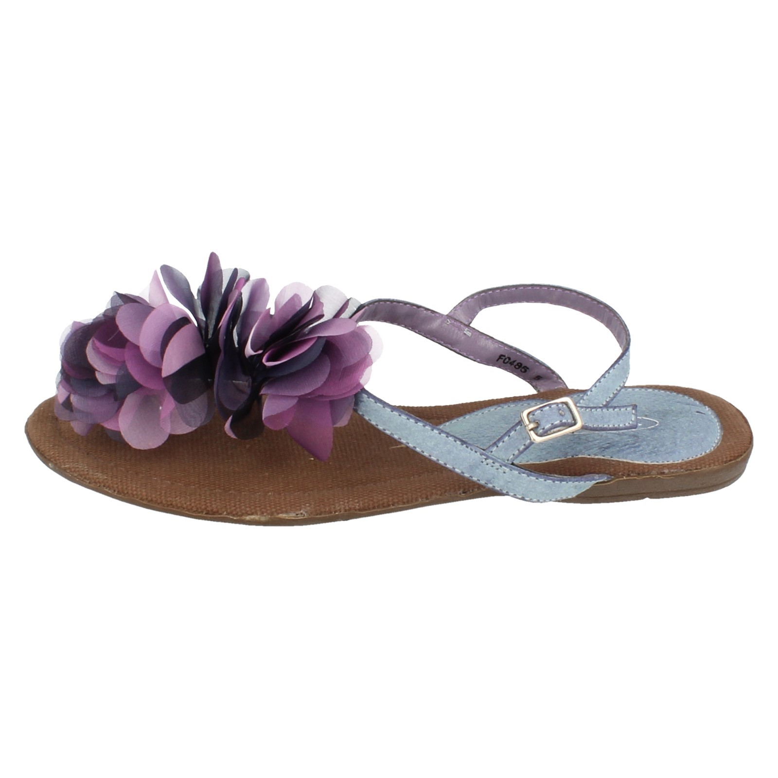 Ladies Spot on Flower toe post sandals with strap F0485 Variable sizes ...