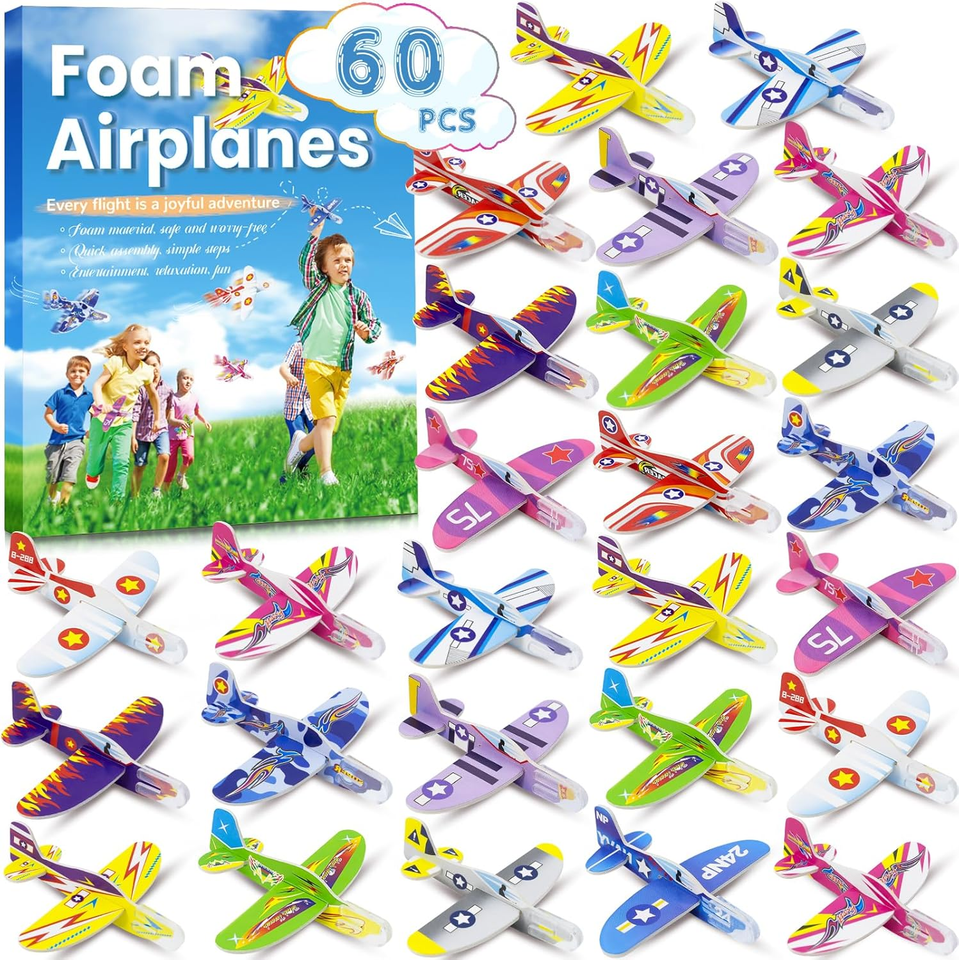 60 Pack Paper Airplanes for Kids Foam Plane Glider Planes Toys Bulk,Assorted Col | eBay