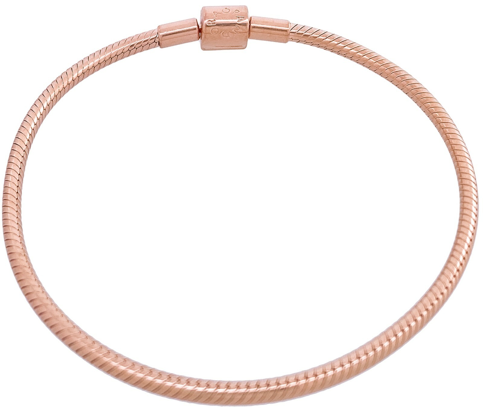 PANDORA Rose Moments Barrel Clasp Snake Smooth Chain Charm Bracelet ...