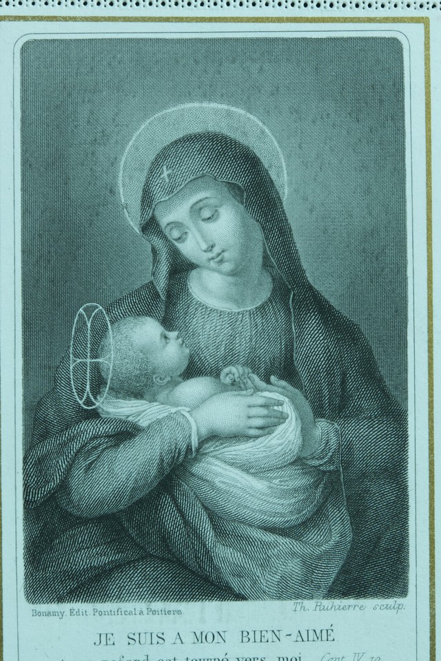 Fine French Lace Holy Card Signed Bonamy "I Am To My Beloved" Canivet ...