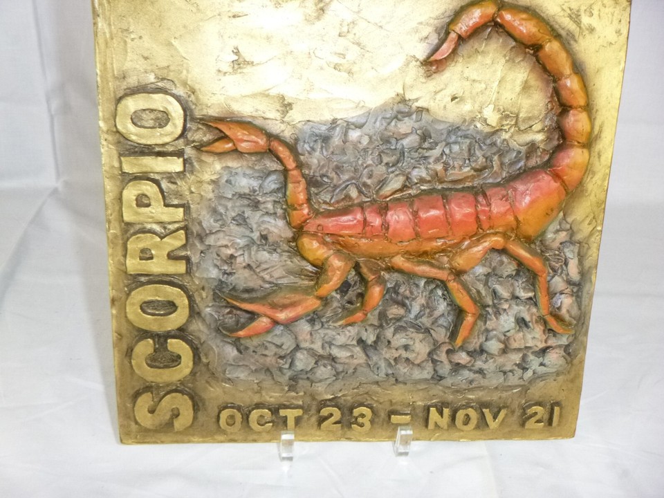 Vtg 70s Scorpio Astrology Zodiac Wall Art Plaque 10" Vista Ind Raised ...