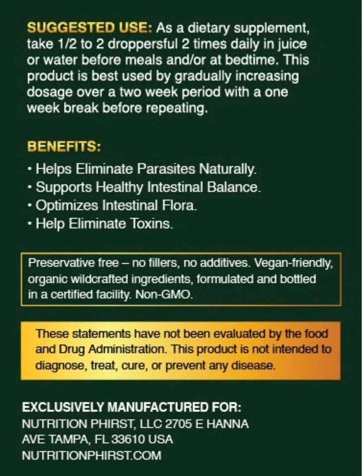 PARASITE DETOX BODY CLEANSE Complex Anti- PARASITE Support Cleanse 100 ...