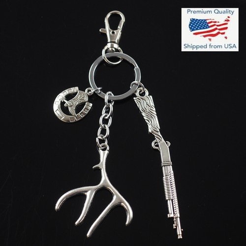 Hunting Rifle Deer Antler Shotgun Horseshoe Cowboy Boot Keychain Key ...
