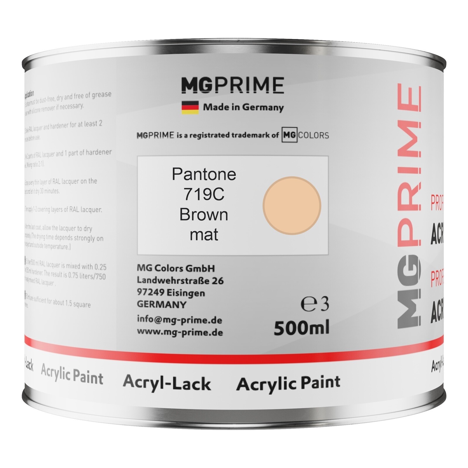 Pantone 719C Brown Peinture acrylique mate Pot de 0,75 litre ...