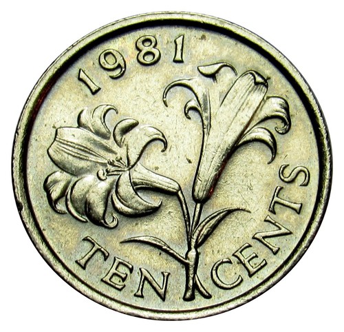 Bermuda 10 Cents coin 1981 KM#17 Bermuda Lily | eBay