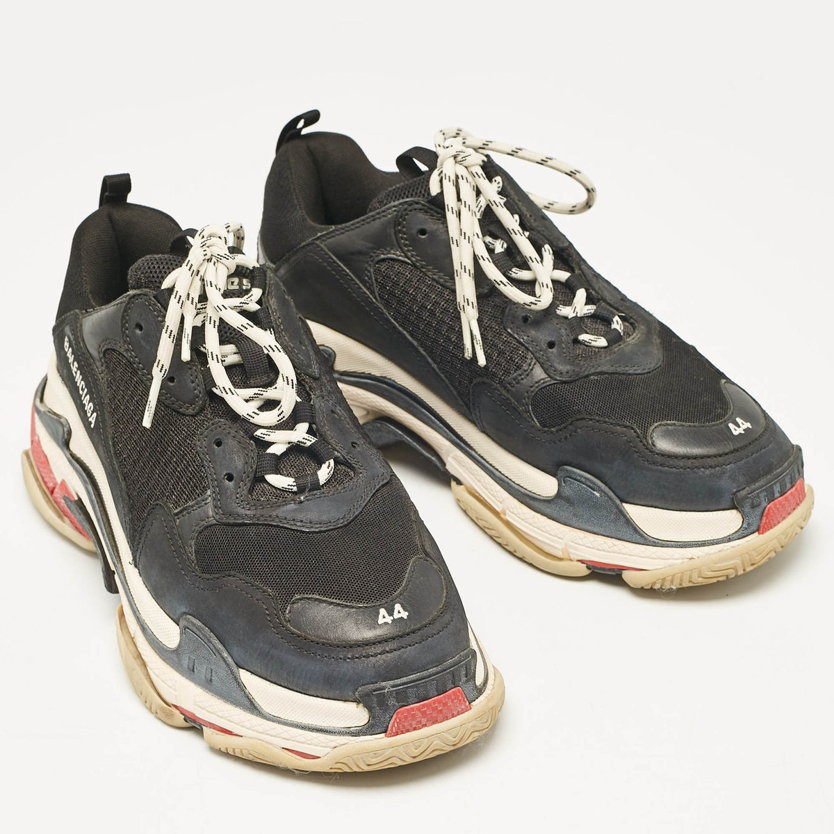 Balenciaga Black Leather and Mesh Triple S Sneakers Size 44 Balenciaga Black Leather and Mesh Triple S Sneakers Size 44
