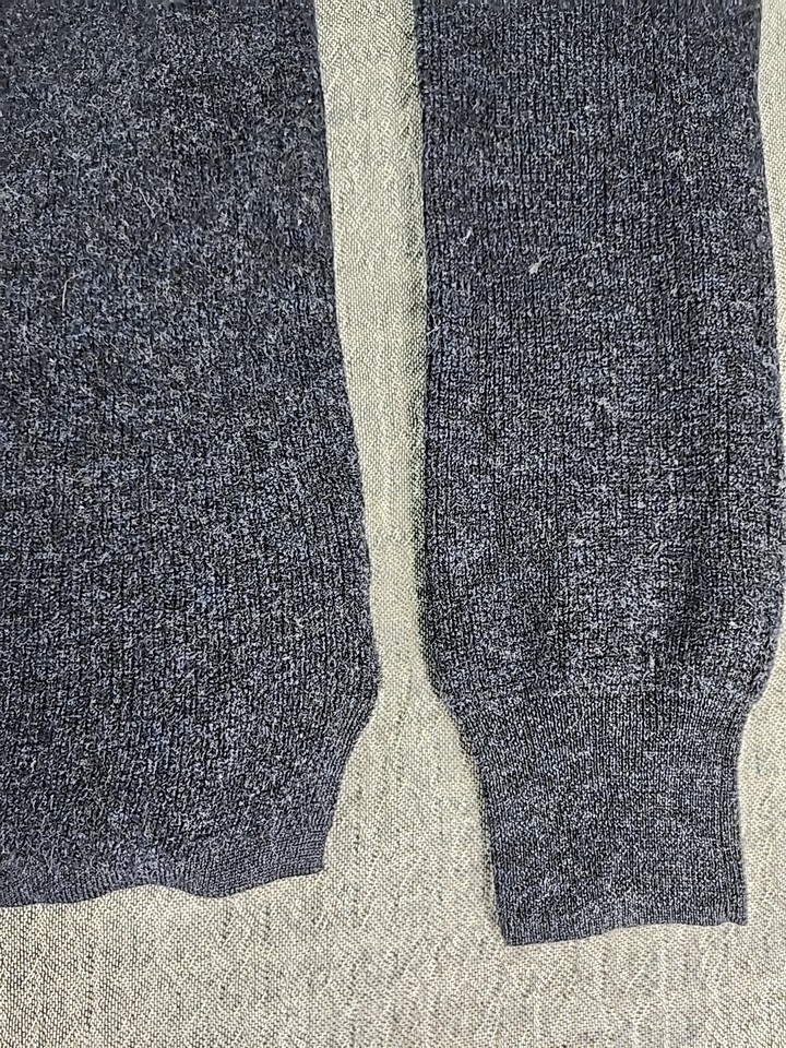 J Crew Destination Mens Sweater XL Navy Blue Waffle Knit 100% Merino ...